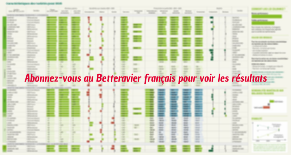 Résultats des variétés de betteraves recommandées par l'ITB